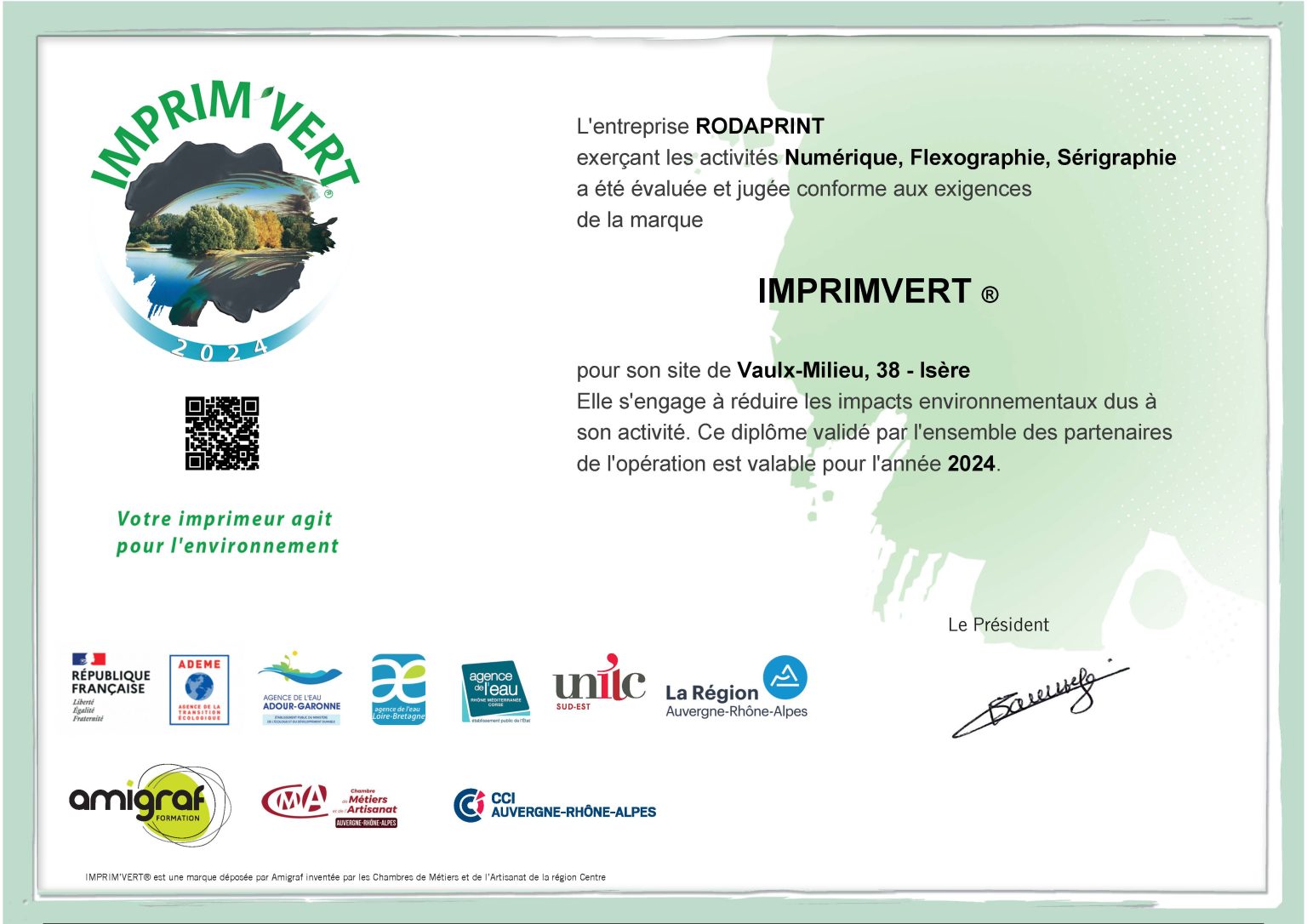 Imprim'Vert : Renouvellement de certification - Rodaprint